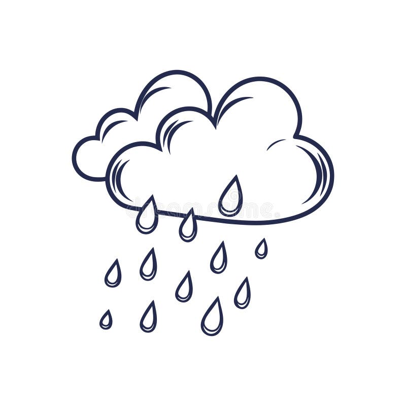Cloud with Rain Drops Clipart. Stock Vector - Illustration of rainy ...