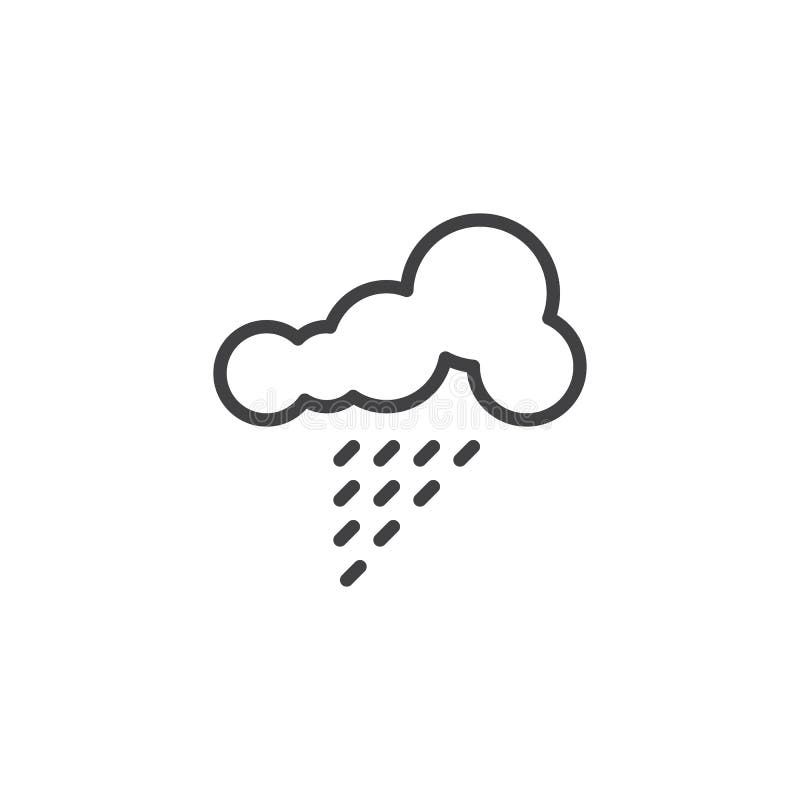 Cloud and Rain Drops Line Icon Stock Vector - Illustration of line ...