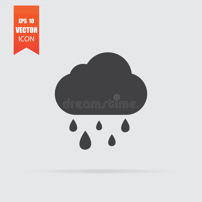 Cloud Rain Icon in Flat Style Isolated on Grey Background Stock Vector ...