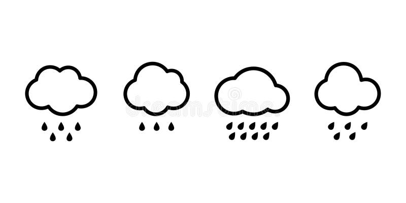 Cloud with Rain Icon Vector. Rain Vector Icon Set on White Background ...