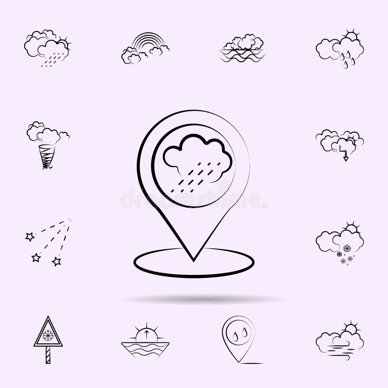 Cloud, Rain, Pin Icon. Weather Icons Universal Set for Web and Mobile ...