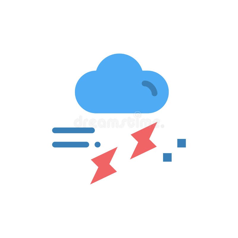 Cloud, Rain, Rainfall, Rainy, Thunder Flat Color Icon. Vector Icon ...