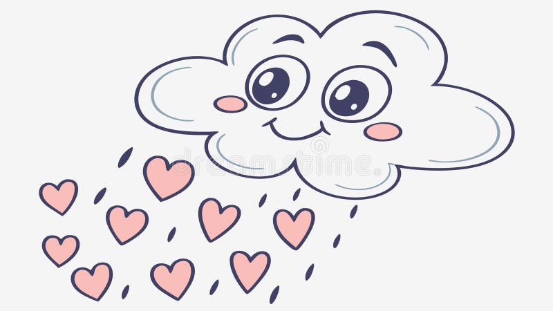 Cloud Raining Hearts. Love and Affection Weather, Vector Design ...