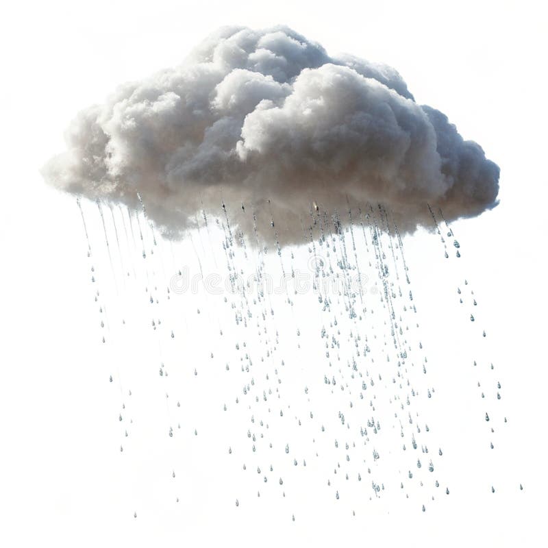 Cloud Raining Isolated on White Background Stock Illustration ...