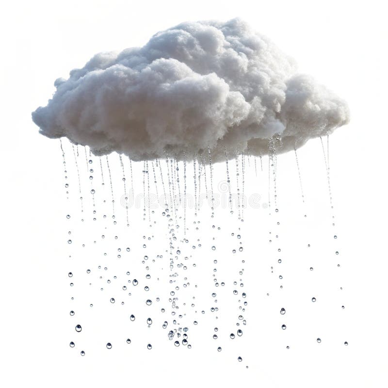 Cloud Raining Isolated on White Background Stock Illustration ...