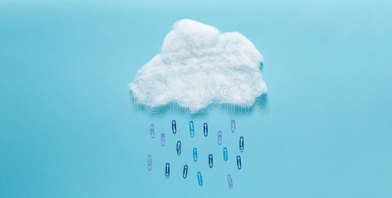 Cloud Raining Paper Clips Concept Stock Photo - Image of weather ...