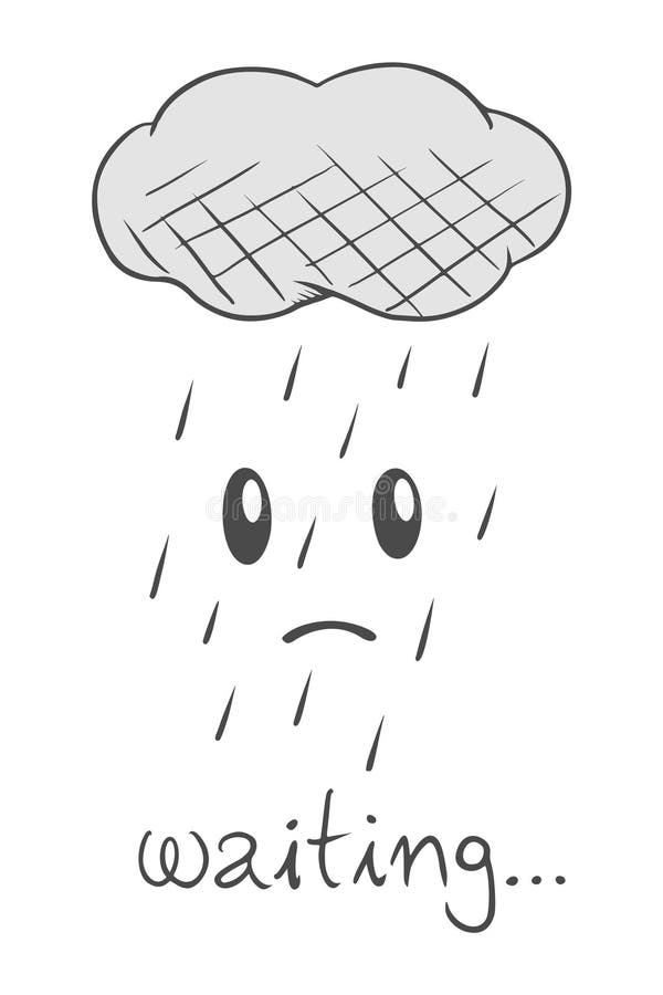 Cloud Raining and Waiting Message Stock Illustration - Illustration of ...
