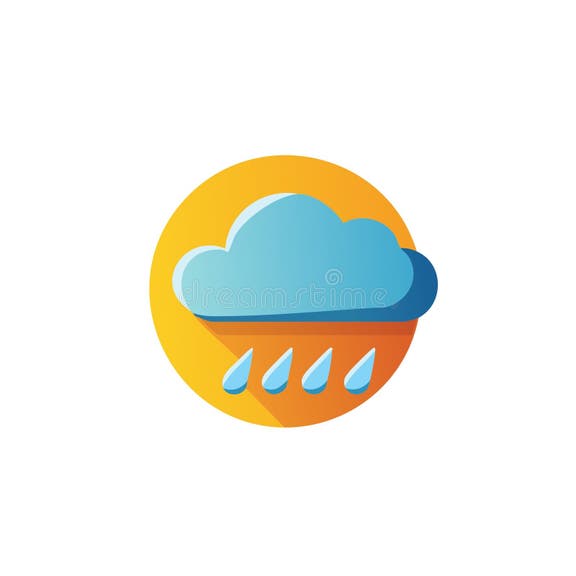 Cloud Raining Weather Forecast Icon in Yellow Circle Illustration ...