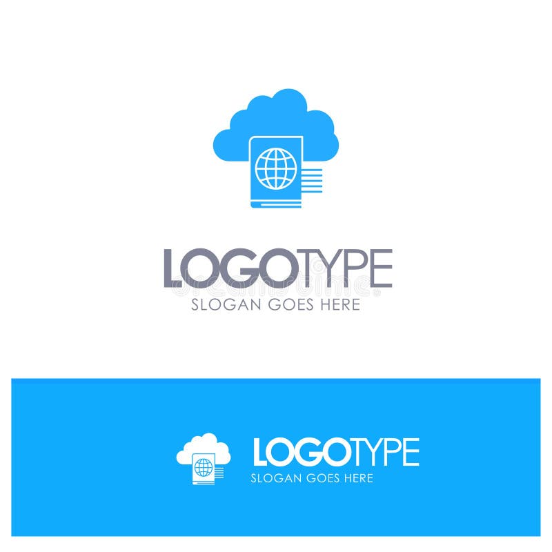 Cloud, Reading, Folder, Upload Blue Solid Logo with Place for Tagline ...