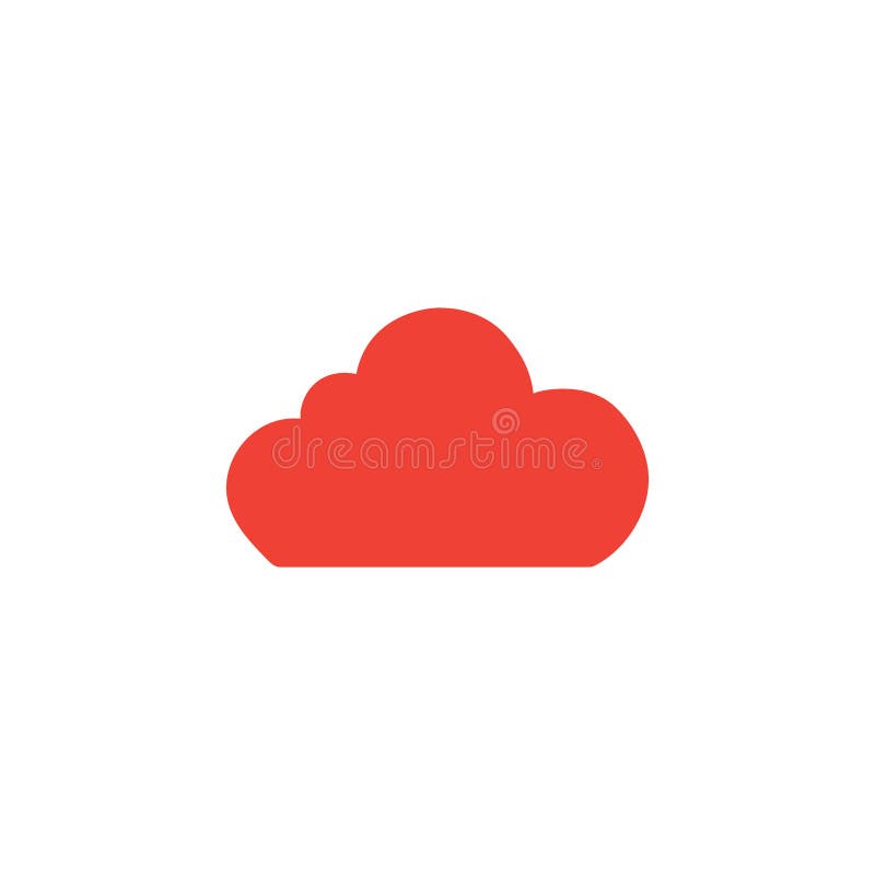 Cloud Red Icon on White Background. Red Flat Style Vector Illustration ...