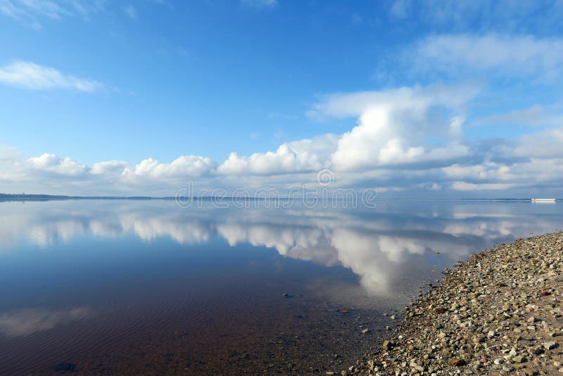 Cloud Reflection in the River. Light Skies, Clouds. Stock Image - Image ...