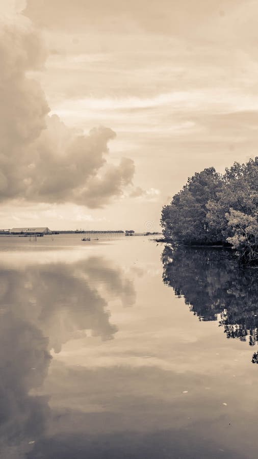 Cloud Reflection on Water. Monochrome Stock Image - Image of recreation ...