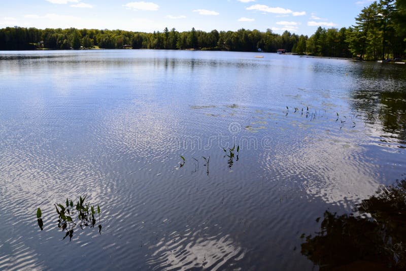 Cloud Reflections Broken by Water Ripples on Surface of Spring Lake ...
