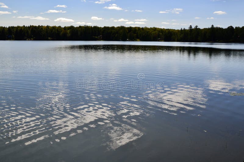 Cloud Reflections Broken by Water Ripples on Surface of Spring Lake ...