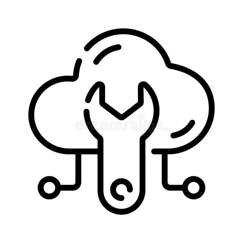 Cloud Repair Icon Creatively Designed in Line Style Stock Illustration ...