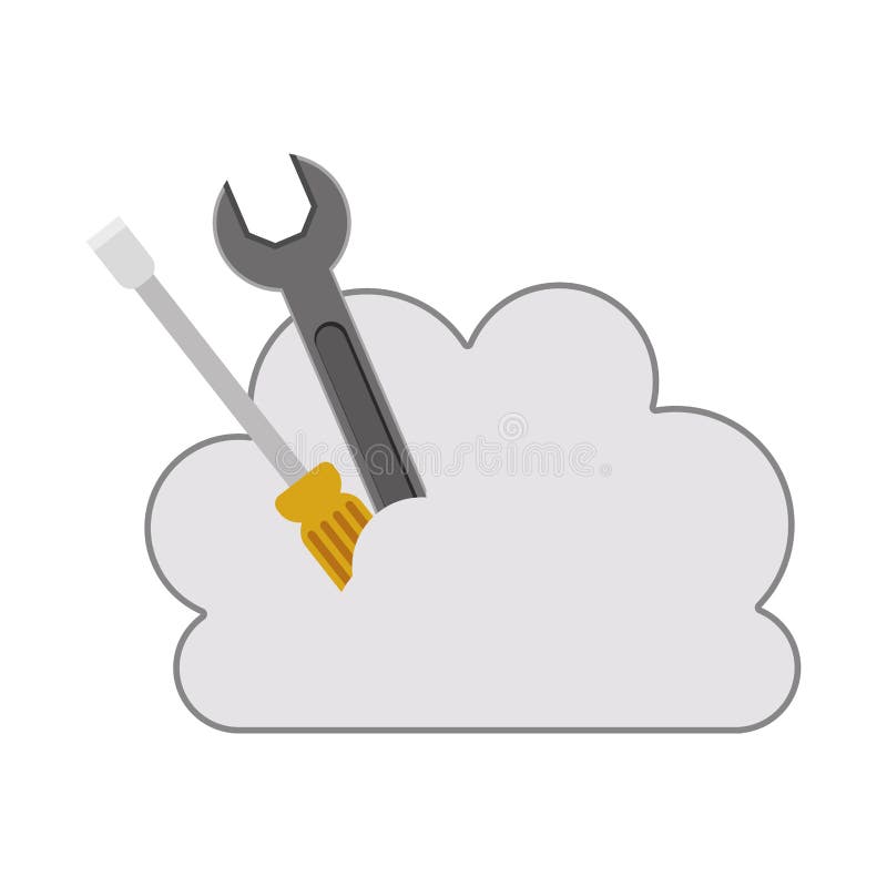 Cloud with Repair Tools Icon Stock Vector - Illustration of figure ...