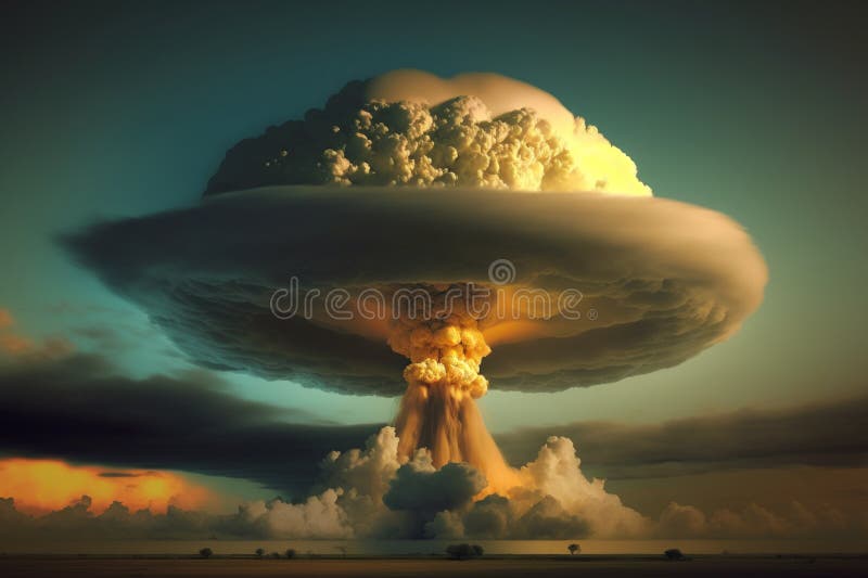 Mushroom of a Nuclear Explosion of a Large Powerful Atomic Bomb Stock ...