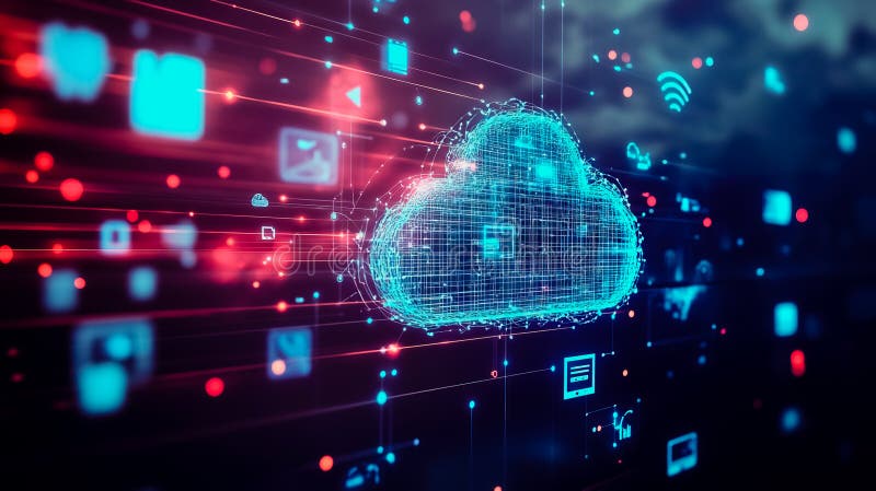 Cloud Resources, with Digital Clouds Made of Abstract Shapes Floating ...