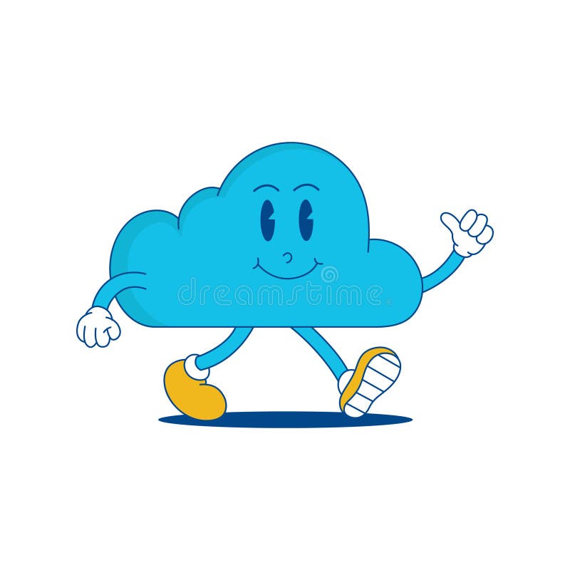 Cloud Retro Mascot. Funny Cartoon Character of Cloud Stock Illustration ...