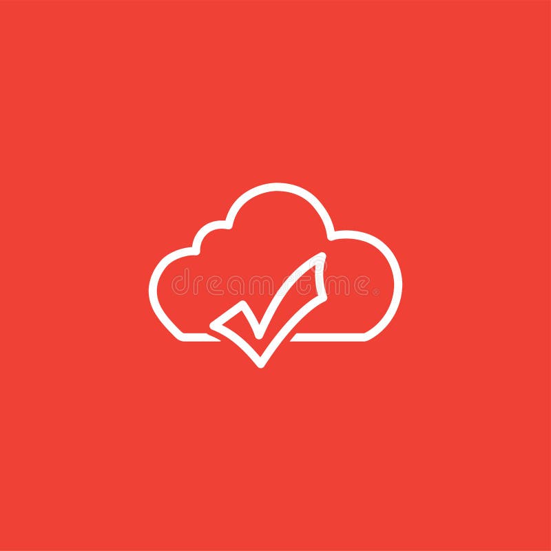Cloud Right Line Icon on Red Background. Red Flat Style Vector ...