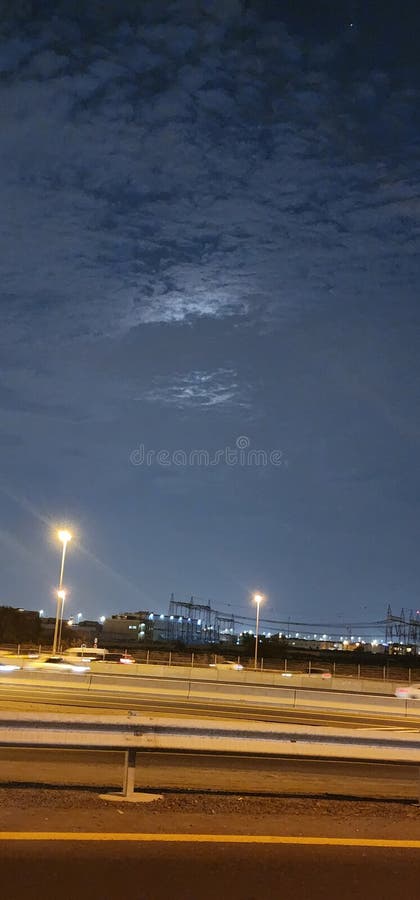 Cloud Road Side with Light it Night Stock Image - Image of road, city ...
