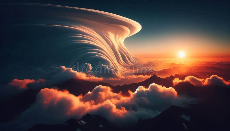 Cloud with Rolled Over or Overturned Top at Sunrise a Cloud Tha Stock ...