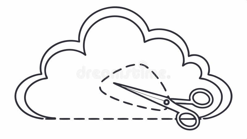 Cloud Scissors Outline Icon, Delete Data from Cloud Service Vector ...