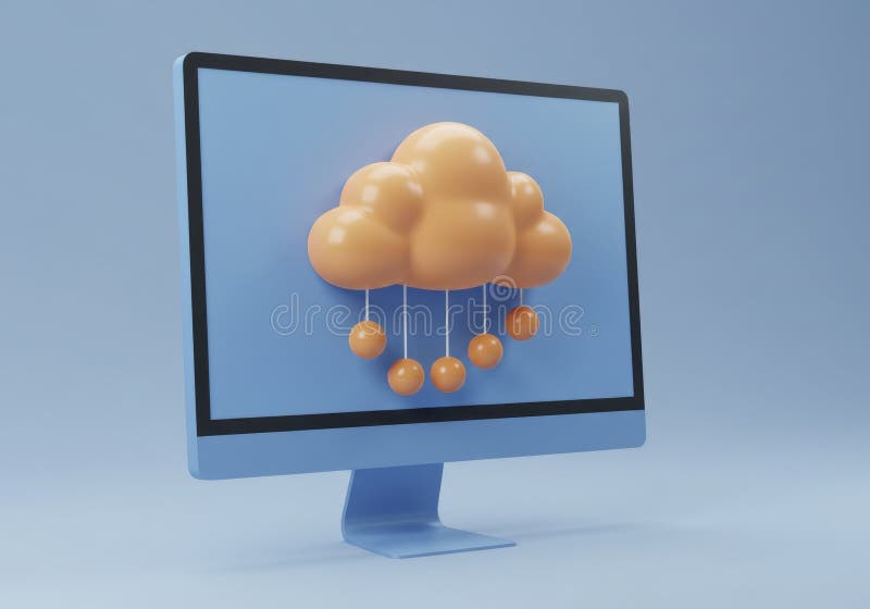 Cloud on Screen Concept Art for Technology Background Stock ...