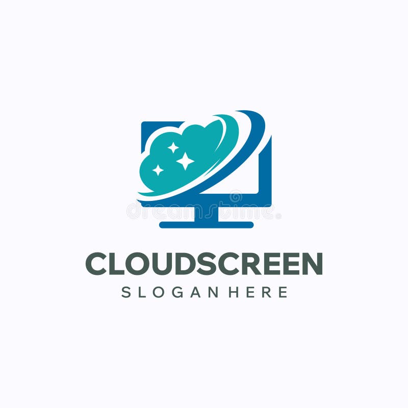 Cloud Screen Logo Design Template Stock Vector - Illustration of ...