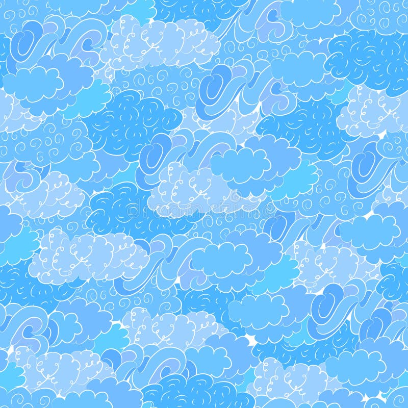 Cloud Seamless Pattern. Hand Drawn Stock Vector - Illustration of hand ...