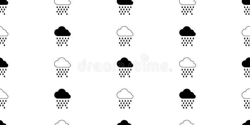 Cloud Seamless Pattern Rain Rainy Raining Umbrella Vector Cartoon ...