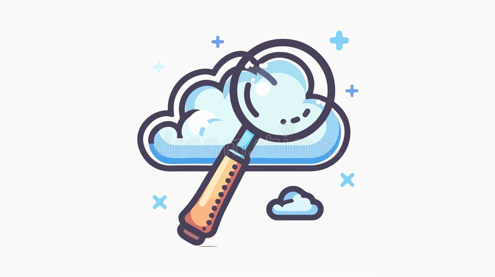 Cloud Search Concept with Magnifying Glass - Explore Cloud Computing Technology Stock Vector ...