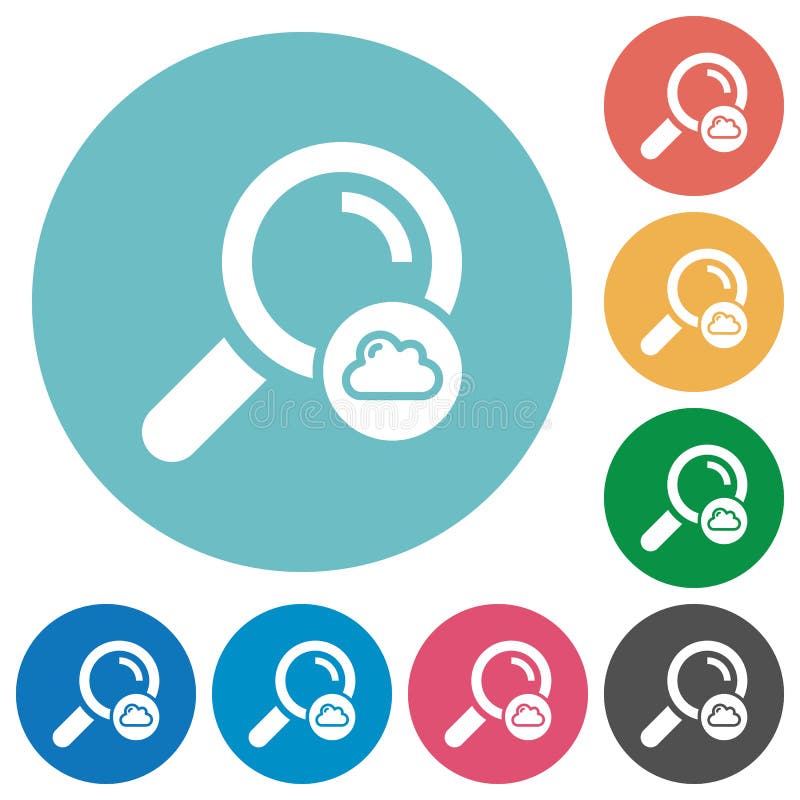 Cloud Search Flat Round Icons Stock Vector - Illustration of design ...