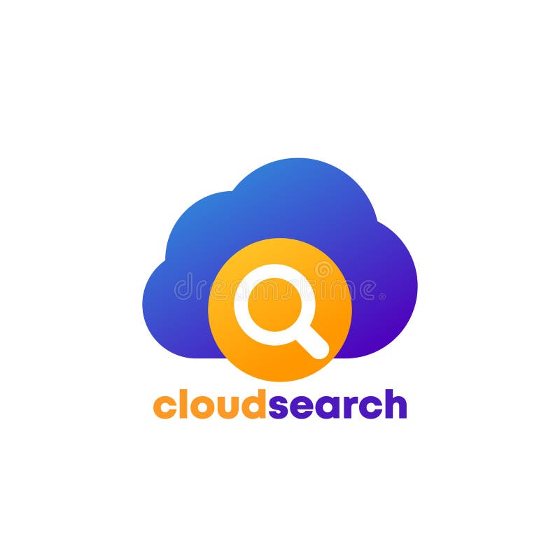 Cloud Search Logo Icon on White, Vector Stock Vector - Illustration of ...