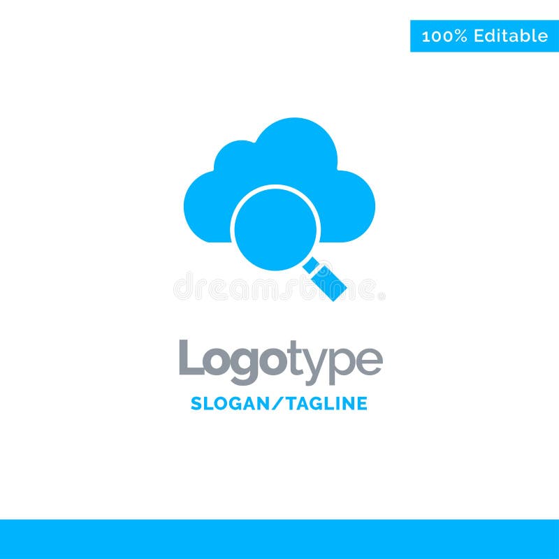 Cloud, Search, Research Blue Solid Logo Template. Place for Tagline ...