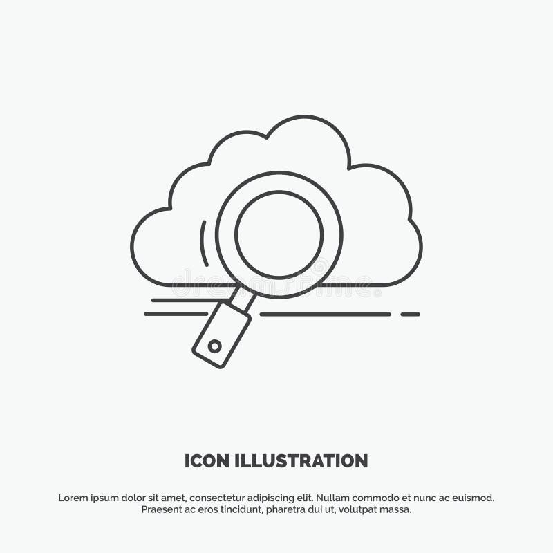 Cloud, Search, Storage, Technology, Computing Icon. Line Vector Gray ...
