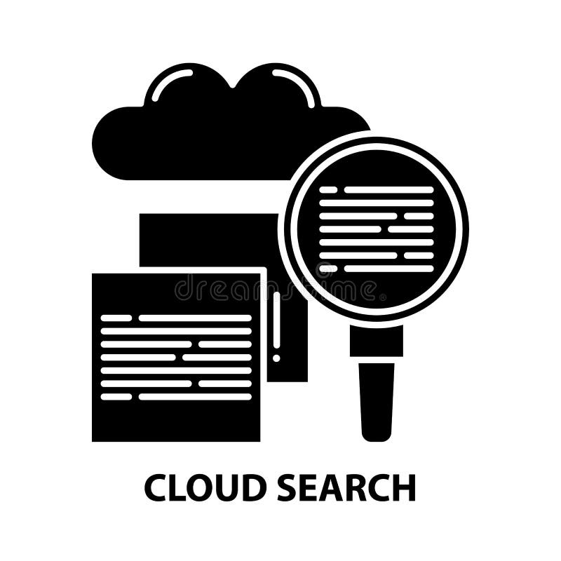 Cloud Search Symbol Icon, Black Vector Sign with Editable Strokes ...