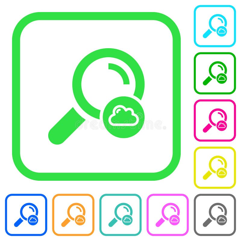 Cloud Search Vivid Colored Flat Icons Stock Vector - Illustration of ...