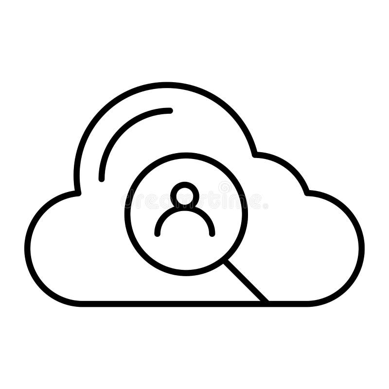 Cloud Searching Thin Line Icon. User Search in Cloud Vector ...