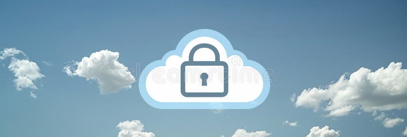 Cloud Security Blue Sky, White Clouds, and a Padlock Icon Representing ...