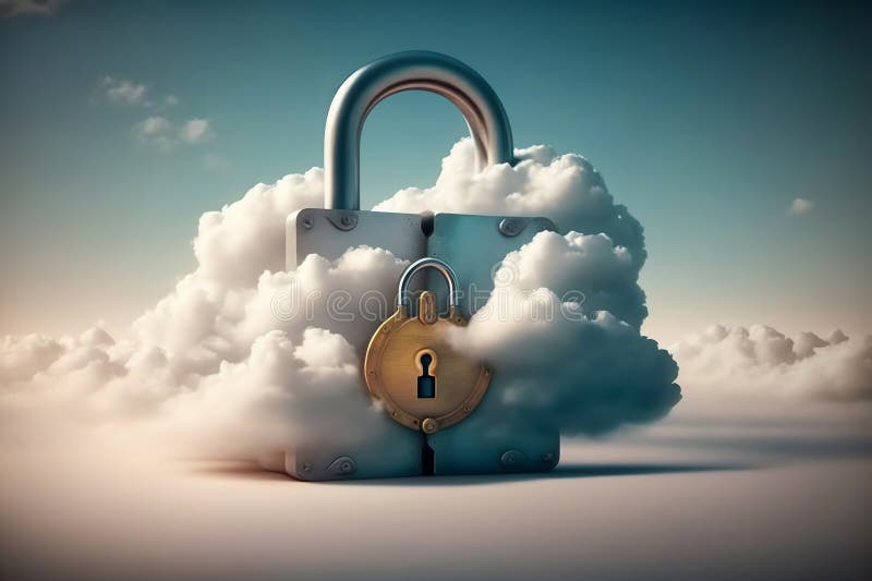 Cloud Security Concept. Cloud Storage Locked with Padlock. Cloud ...