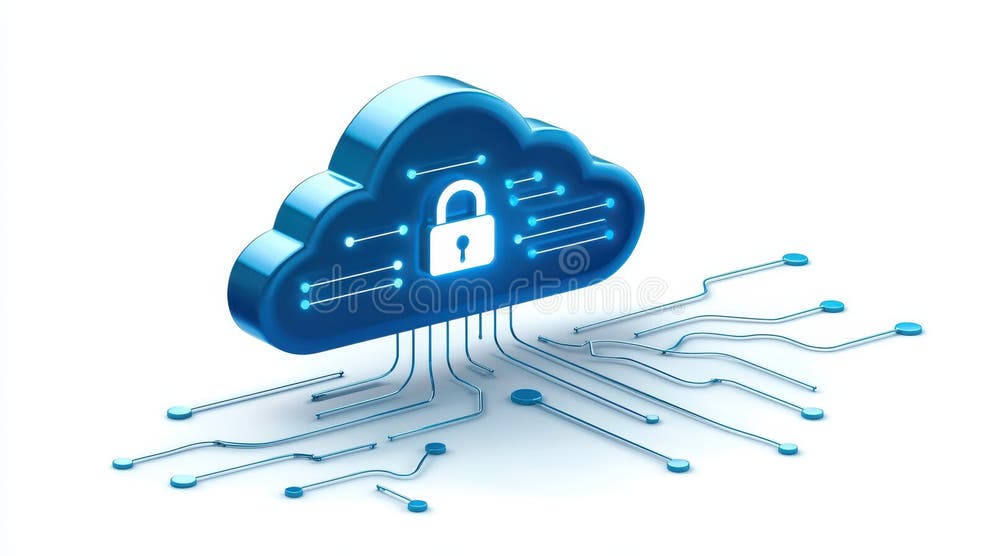 Cloud Security Concept, Locked Cloud in the Sky. Safe and Secure Data ...