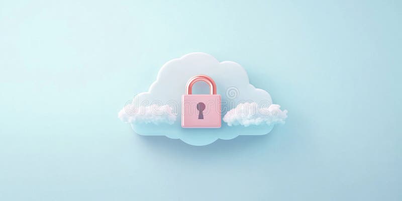 Cloud Storage Concept Pink Lock Symbolizing Data Security Protection ...
