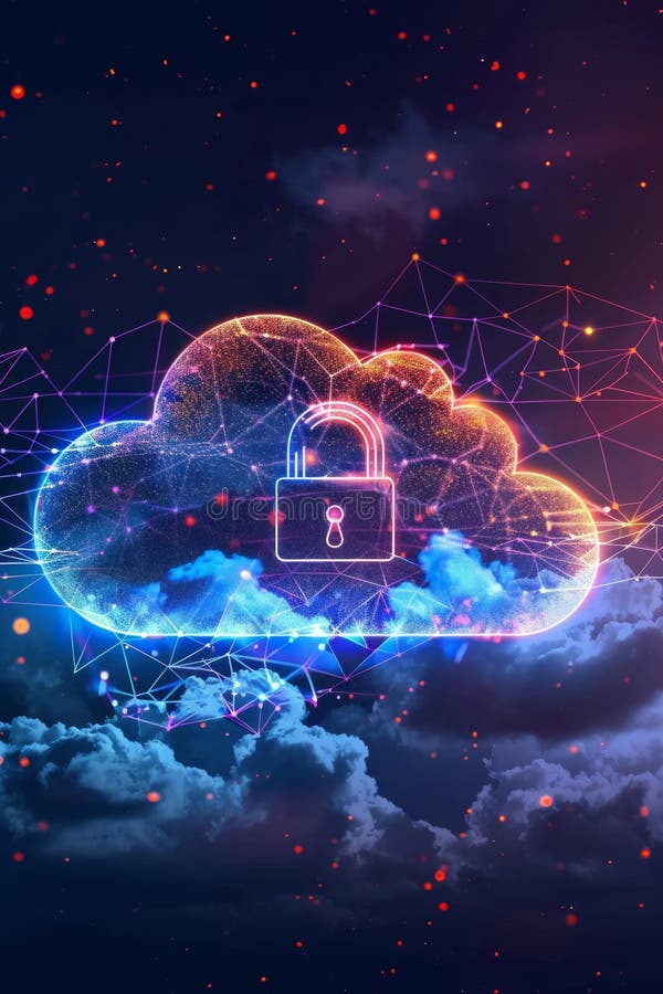 Cloud Security, Data Protection Concept. Privacy and Safety on the Internet, Padlock Icon ...