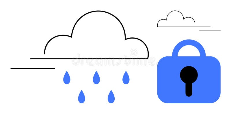 Cloud Security and Data Protection Concept with Rain and Lock Symbol ...