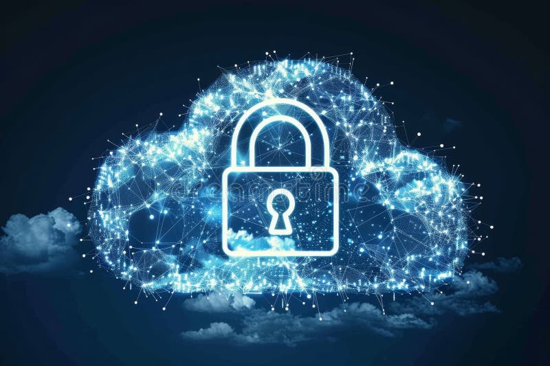 Cloud Security, Data Protection, Network Security with Padlock Icon on ... Cloud Security, Data Protection, Network Security with Padlock Icon on ...