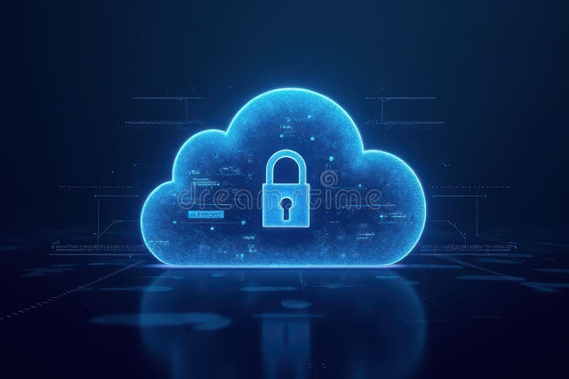 Cloud Security and Data Protection Stock Illustration - Illustration of ...