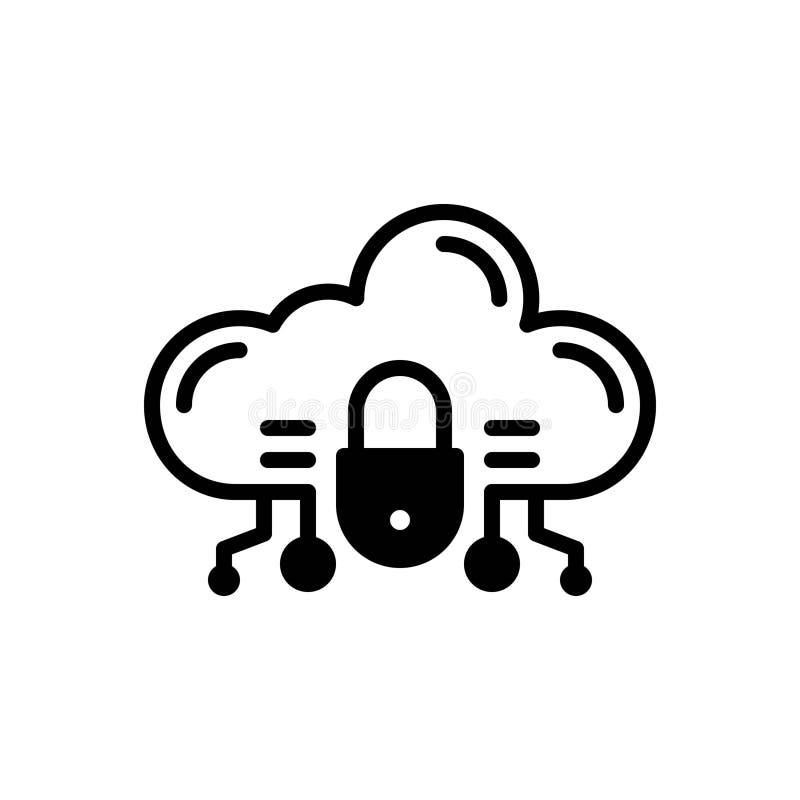 Black Solid Icon for Cloud Security, Cloud and Hosting Stock ...