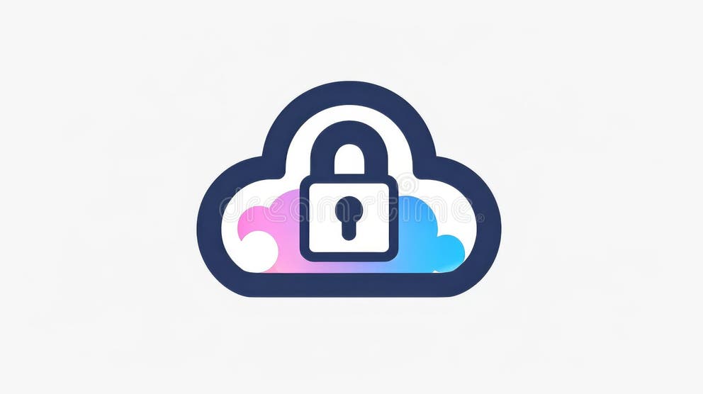 Cloud Security Icon Featuring Padlock Symbol, Representing Secure Data ...