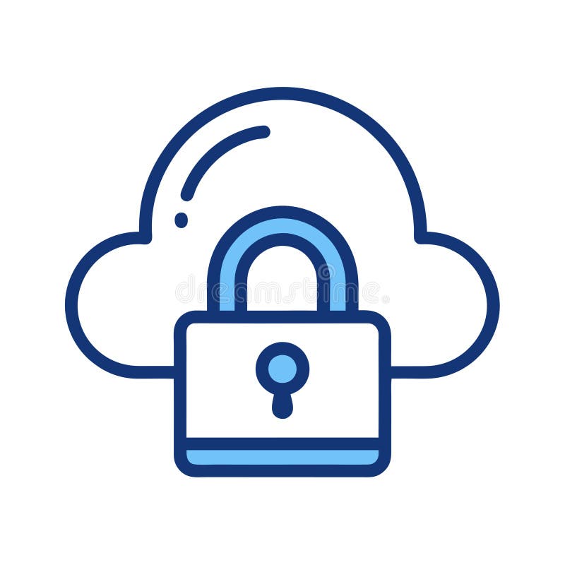 Cloud Security Illustration: Padlock Protected by Cloud Technology for ...